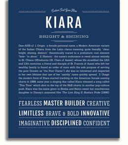 Kiara Personalized Name Meaning Art Prints – Name Stories