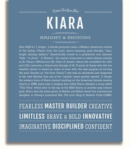 Kiara Personalized Name Meaning Art Prints – Name Stories