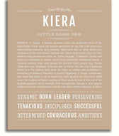 Kiera Personalized Name Meaning Art Prints – Name Stories