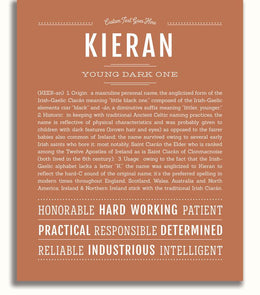 Kieran Personalized Name Meaning Art Prints – Name Stories