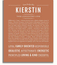 Kierstin Personalized Name Meaning Art Prints – Name Stories