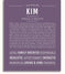 Kim Personalized Name Meaning Art Prints – Name Stories