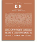 Kim Personalized Name Meaning Art Prints – Name Stories