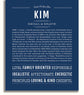 Kim Personalized Name Meaning Art Prints – Name Stories
