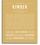 Kimber Personalized Name Meaning Art Prints – Name Stories