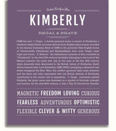 Kimberly Personalized Name Meaning Art Prints – Name Stories