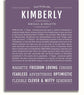 Kimberly Personalized Name Meaning Art Prints – Name Stories