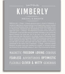 Kimberly Personalized Name Meaning Art Prints – Name Stories