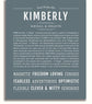 Kimberly Personalized Name Meaning Art Prints – Name Stories