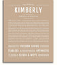 Kimberly Personalized Name Meaning Art Prints – Name Stories