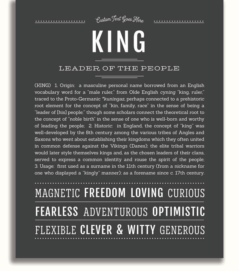 King | Name Art Print – Name Stories