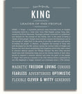 King Personalized Name Meaning Art Prints – Name Stories