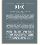 King Personalized Name Meaning Art Prints – Name Stories