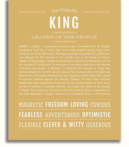 King | Name Art Print – Name Stories