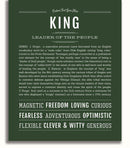 King Personalized Name Meaning Art Prints – Name Stories