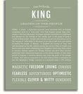 King Personalized Name Meaning Art Prints – Name Stories