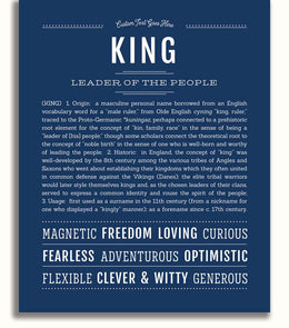 King | Name Art Print – Name Stories