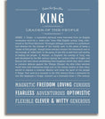 King Personalized Name Meaning Art Prints – Name Stories