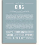 King Personalized Name Meaning Art Prints – Name Stories