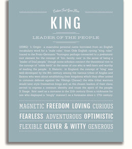 King | Name Art Print – Name Stories