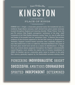 Kingston Personalized Name Meaning Art Prints – Name Stories