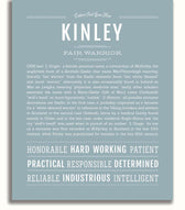Kinley Personalized Name Meaning Art Prints – Name Stories