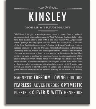 Kinsley | Name Art Print – Name Stories