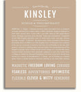 Kinsley Personalized Name Meaning Art Prints – Name Stories
