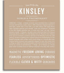 Kinsley Personalized Name Meaning Art Prints – Name Stories