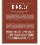Kinsley Personalized Name Meaning Art Prints – Name Stories