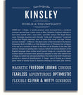 Kinsley Personalized Name Meaning Art Prints – Name Stories
