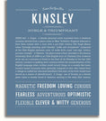 Kinsley Personalized Name Meaning Art Prints – Name Stories