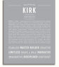 Kirk Personalized Name Meaning Art Prints – Name Stories