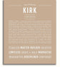 Kirk Personalized Name Meaning Art Prints – Name Stories
