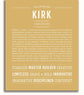 Kirk Personalized Name Meaning Art Prints – Name Stories