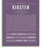 Kirsten Personalized Name Meaning Art Prints – Name Stories