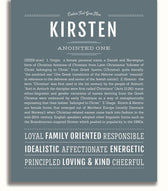 Kirsten Personalized Name Meaning Art Prints – Name Stories