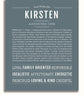 Kirsten Personalized Name Meaning Art Prints – Name Stories
