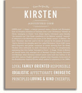 Kirsten Personalized Name Meaning Art Prints – Name Stories