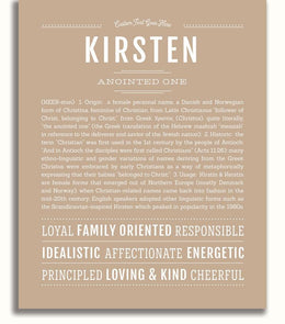 Kirsten Personalized Name Meaning Art Prints – Name Stories