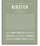 Kirsten Personalized Name Meaning Art Prints – Name Stories