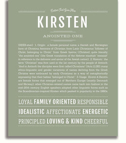 Kirsten Personalized Name Meaning Art Prints – Name Stories
