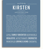 Kirsten Personalized Name Meaning Art Prints – Name Stories