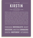 Kirstin Personalized Name Meaning Art Prints – Name Stories