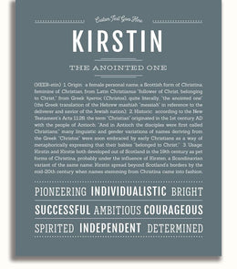 Kirstin Personalized Name Meaning Art Prints – Name Stories