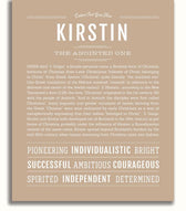 Kirstin Personalized Name Meaning Art Prints – Name Stories