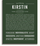 Kirstin Personalized Name Meaning Art Prints – Name Stories