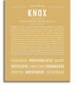 Knox Personalized Name Meaning Art Prints – Name Stories