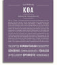 Koa Personalized Name Meaning Art Prints – Name Stories