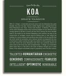 Koa Personalized Name Meaning Art Prints – Name Stories
